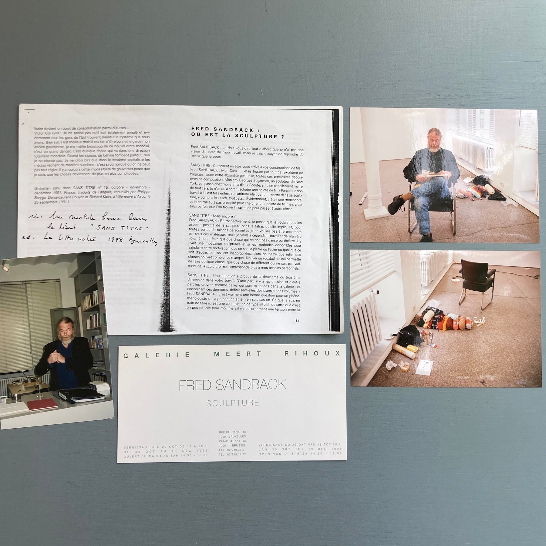 Fred Sandback - Interview, photographs and invitation - 1998 - Saint ...