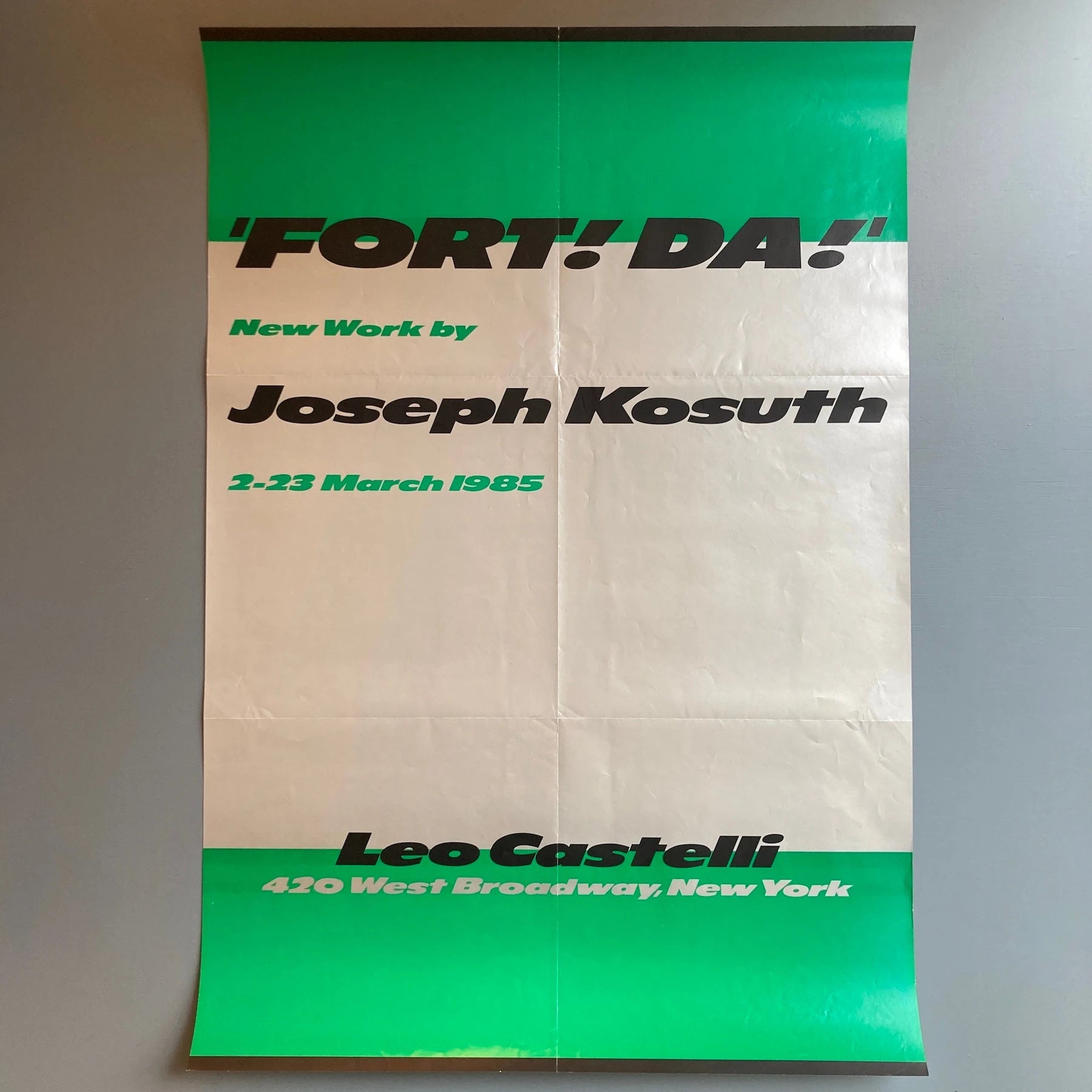 Joseph Kosuth - 'Fort! Da!' Poster - Leo Castelli 1985 - Saint-Martin ...