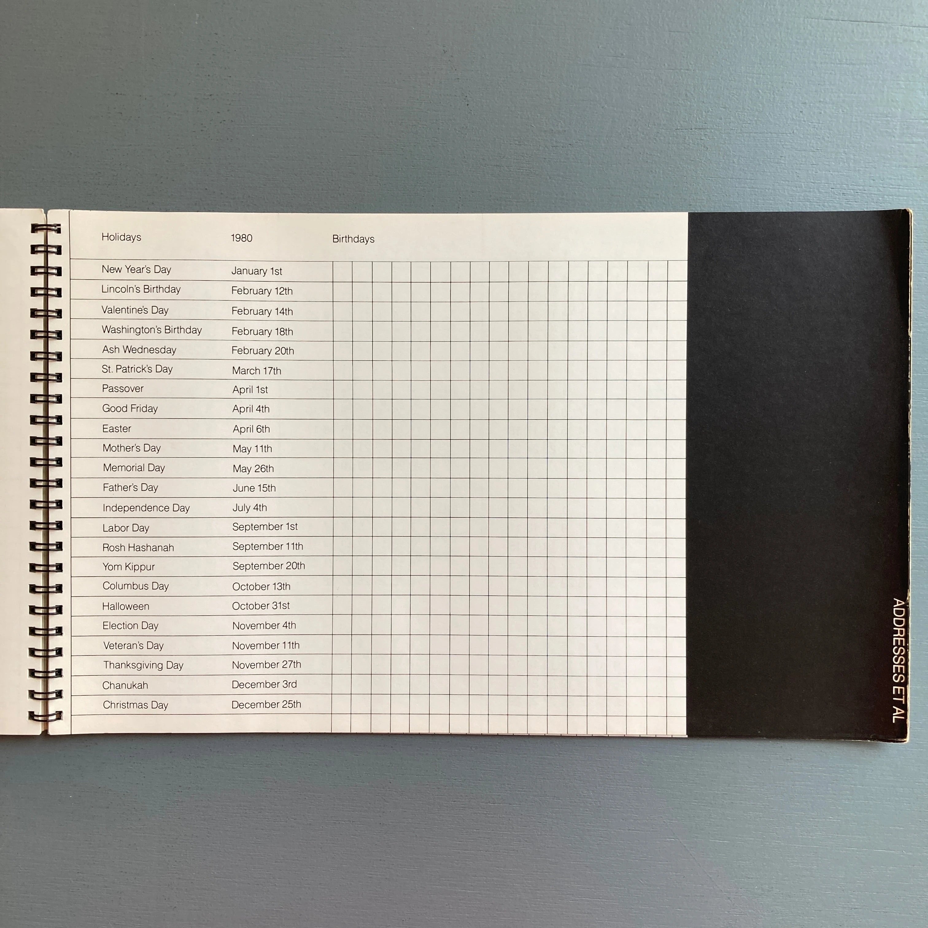 THE 1980 PLANNER - blank calendar - PaperCase 1979 - Saint-Martin Bookshop