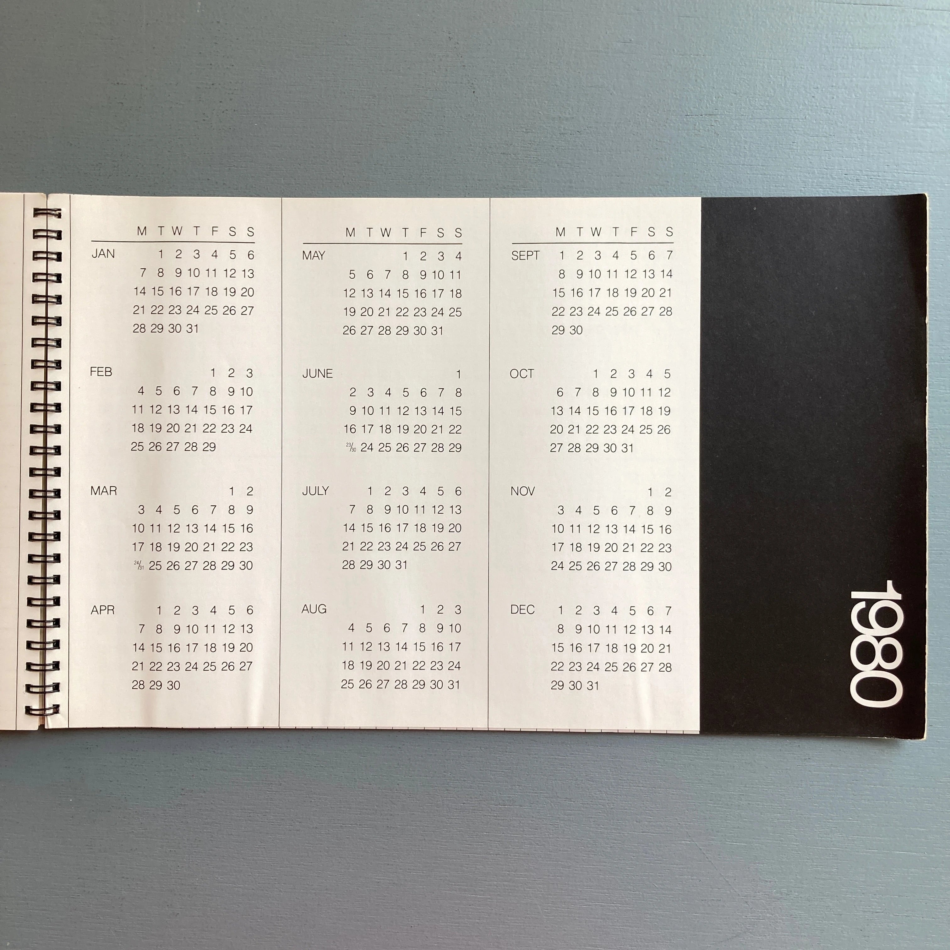 THE 1980 PLANNER - blank calendar - PaperCase 1979 - Saint-Martin Bookshop