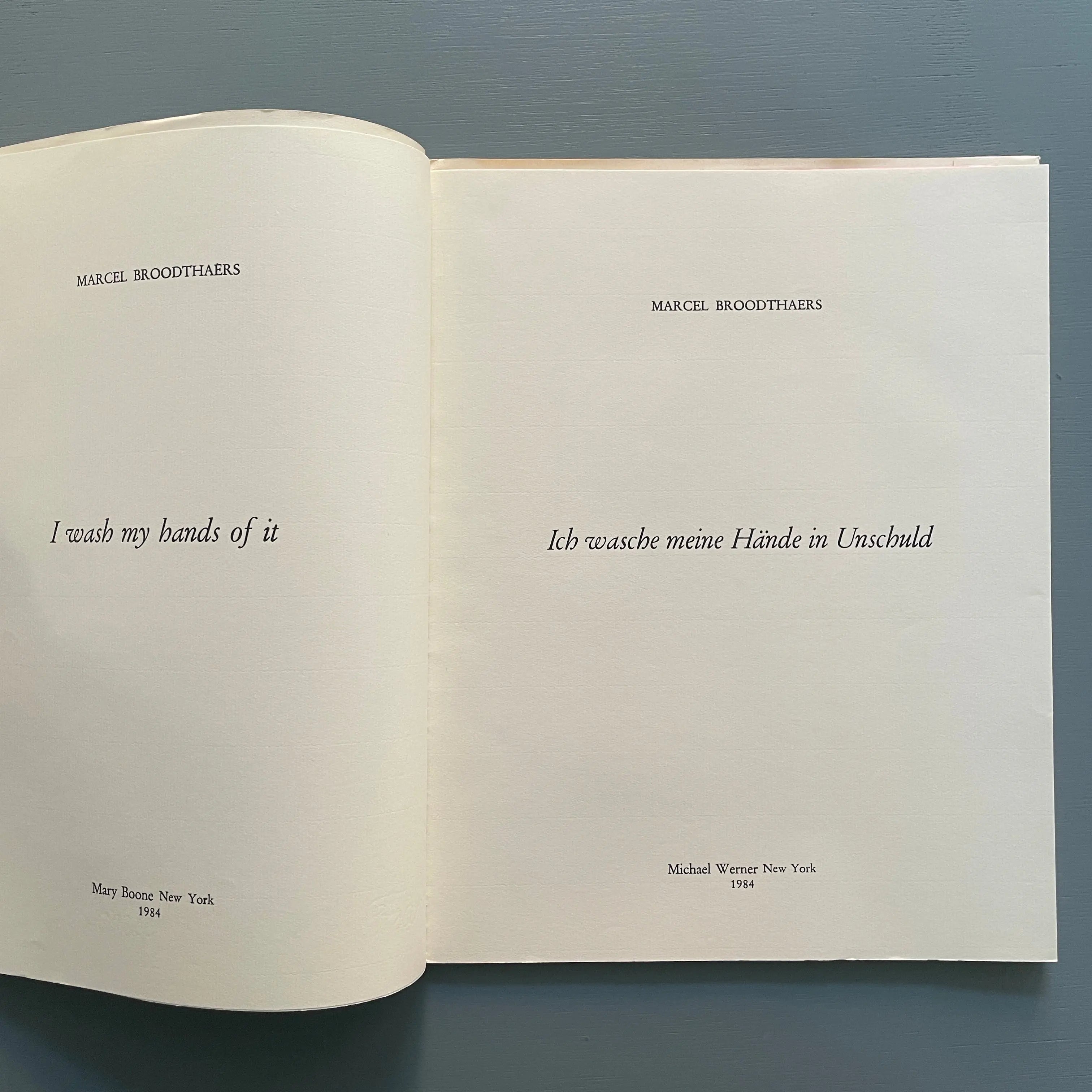 Marcel Broodthaers - I wash my hands of it - Mary Boone/Michael Werner ...